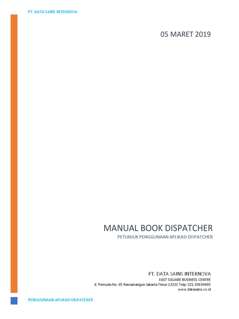 Manual Book Dispatcher 05 Maret 2019 Download Free Pdf Equipment
