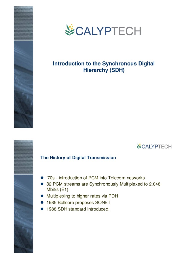 Introduction To The Synchronous Digital Hierarchy (SDH) | PDF