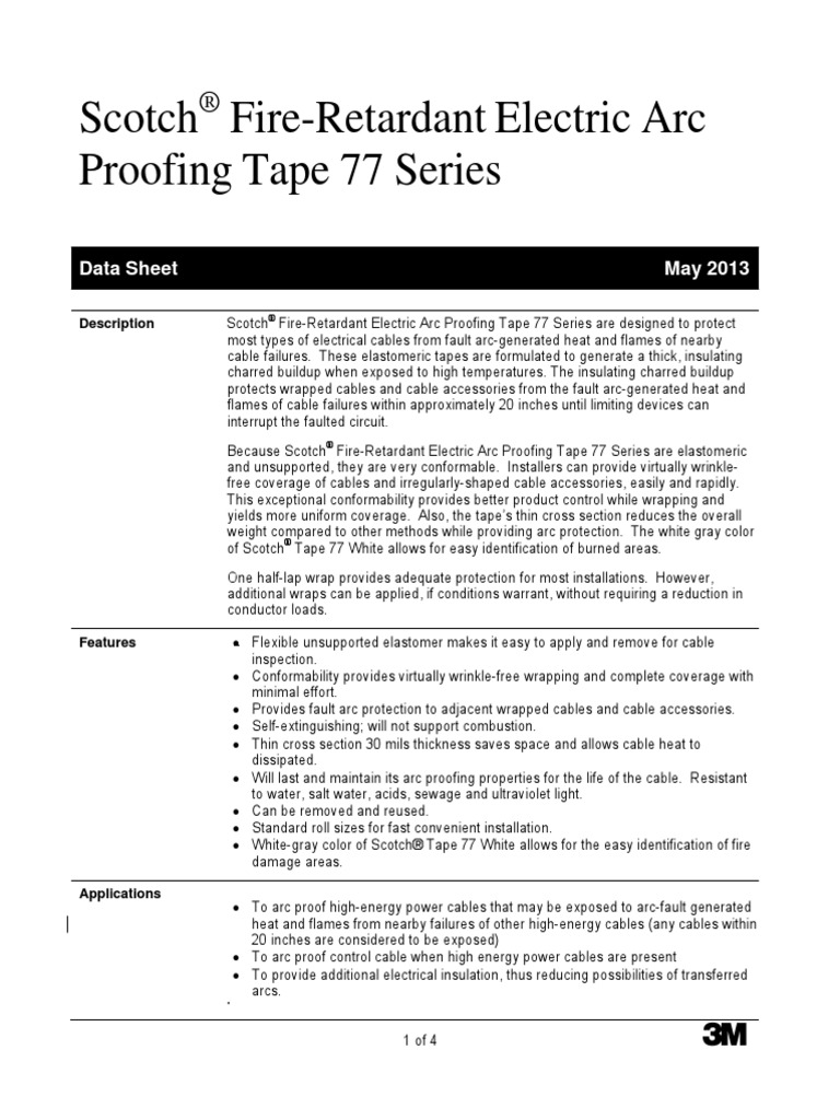 3m Arc Proof Tape 77 | PDF | Electric Arc | Insulator (Electricity)