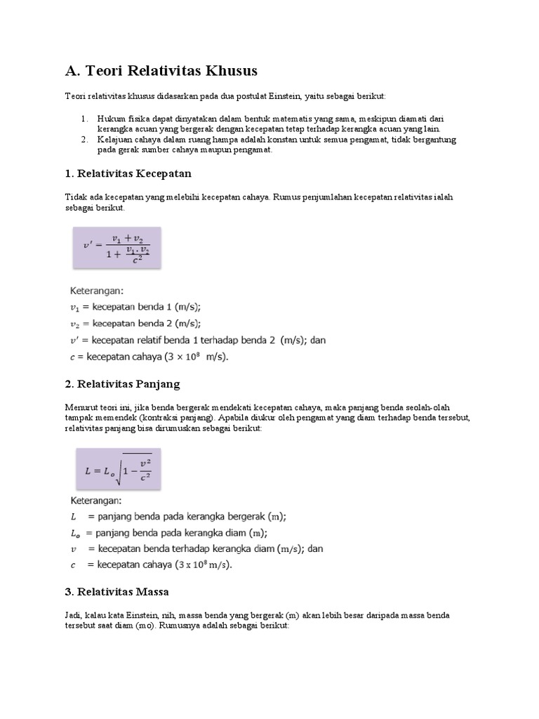 Teori Relativitas Khusus | PDF
