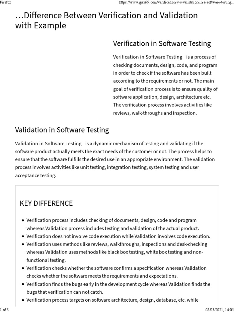 Difference Between Verification and Validation | Download Free PDF ...