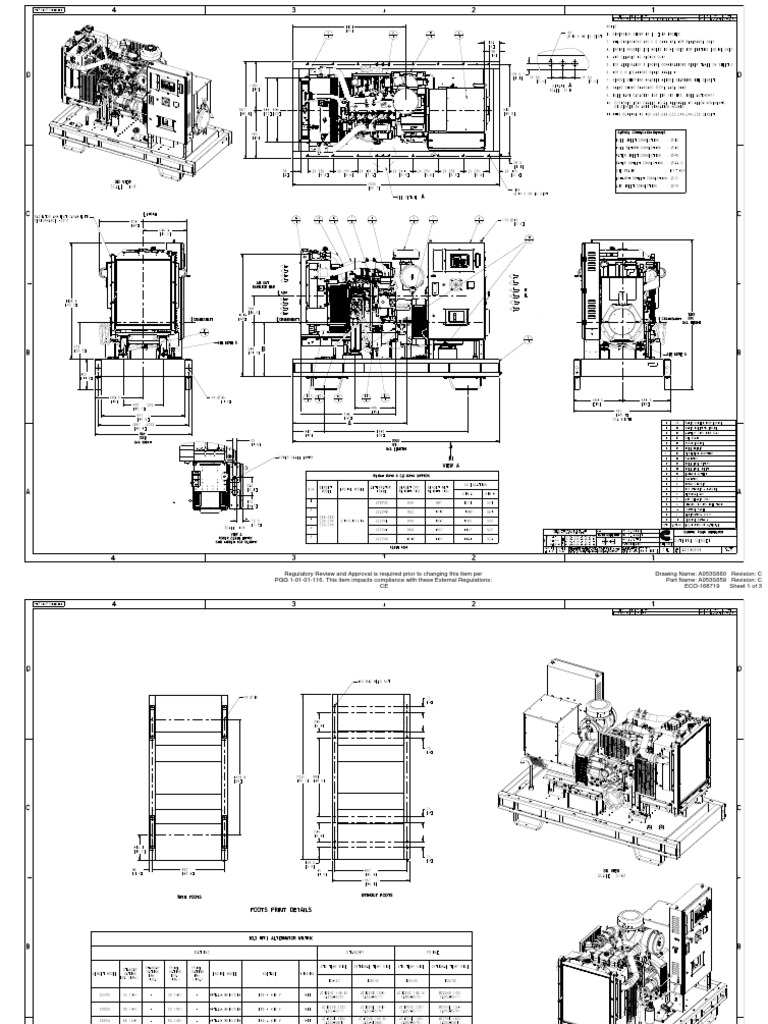 A053s659 Outline, Genset (Open Genset With Standard Skid) | PDF ...