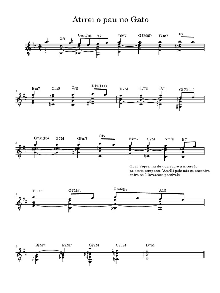 Atirei - o - Pau - No - Gato - Atividade Cifra | PDF