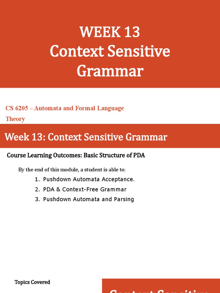 Mod11 - Context Sensitive Grammar (PDA) | PDF | Parsing | Formal Methods