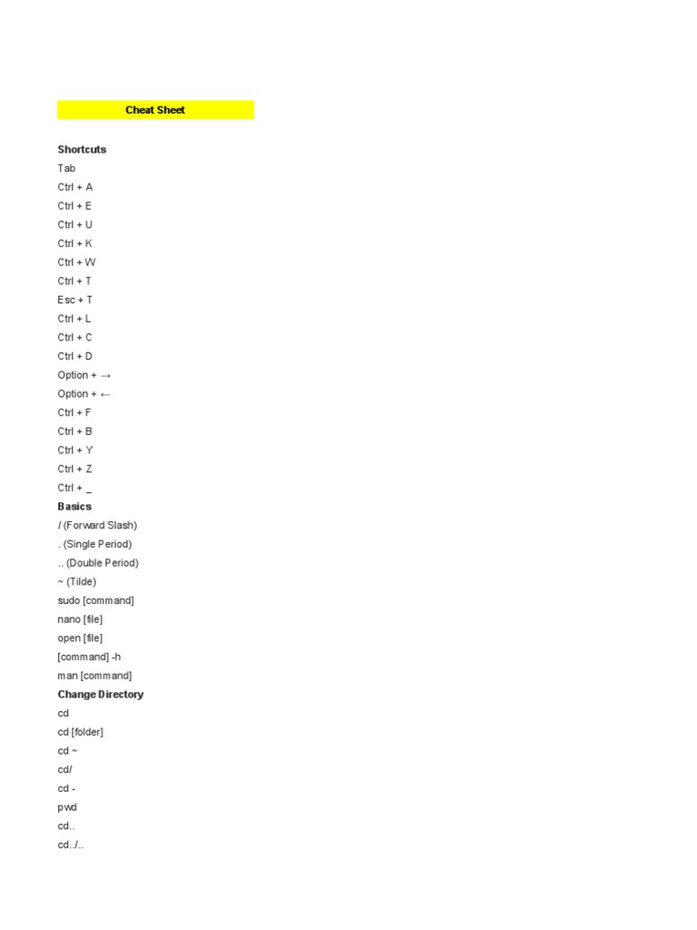 Terminal Cheat Sheet | PDF | Directory (Computing) | Filename