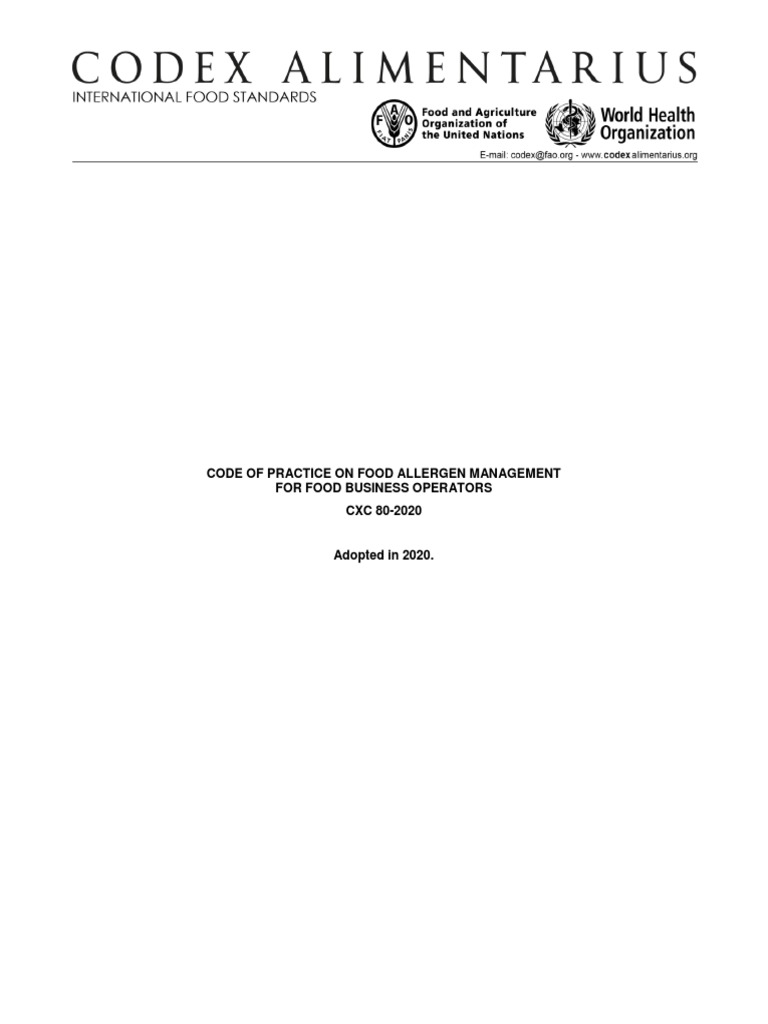 Codex Allergen Management Guidelines | PDF | Food Allergy | Food ...
