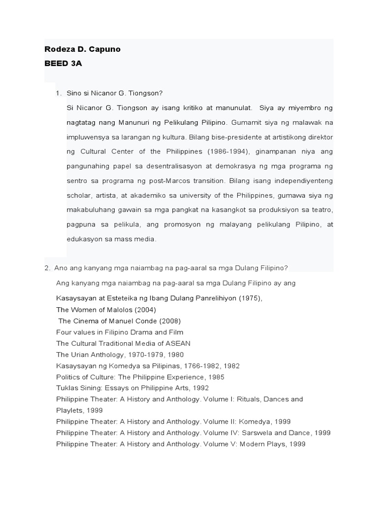 Capuno, Rodeza D. | PDF