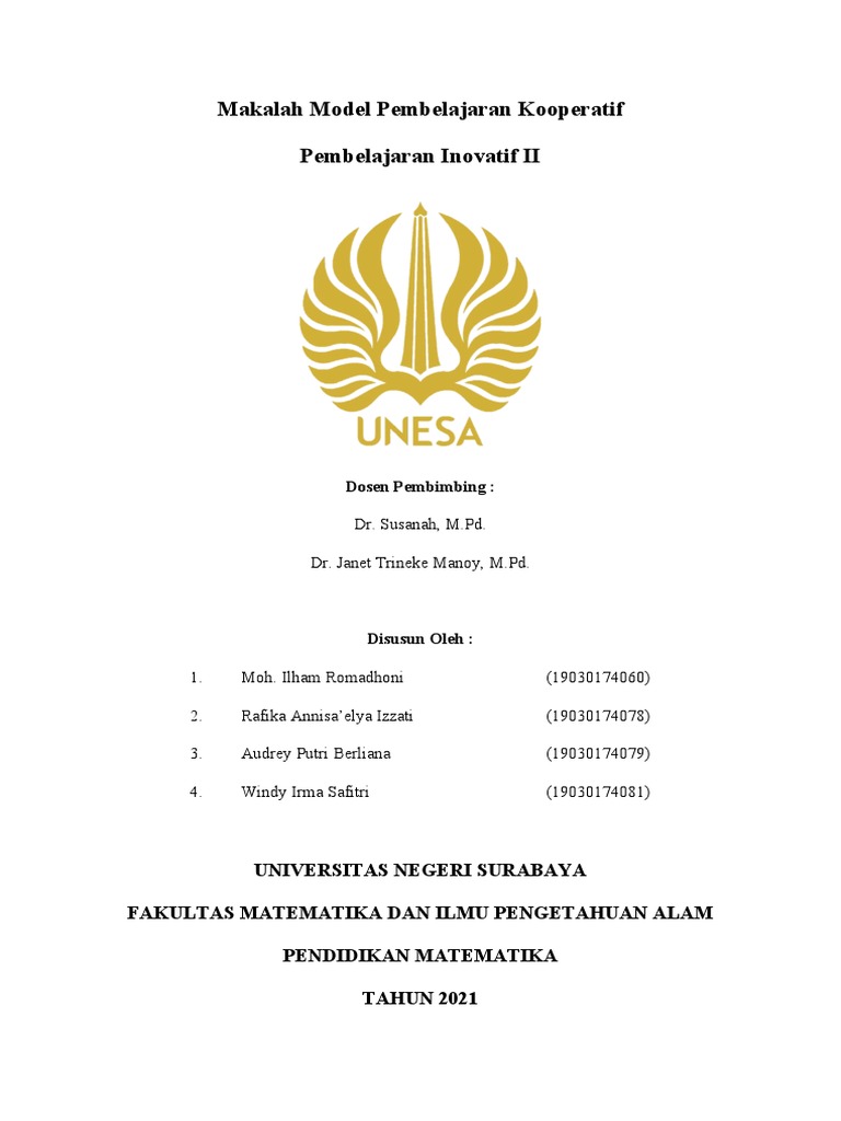 Makalah Model Pembelajaran Kooperatif | PDF | Karier & Perkembangan