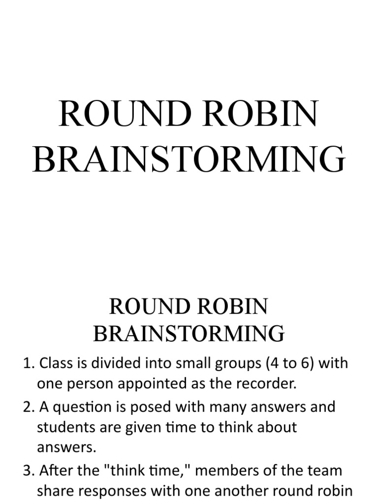 Round Robin Brainstorming | PDF | Career & Growth | Language Arts ...