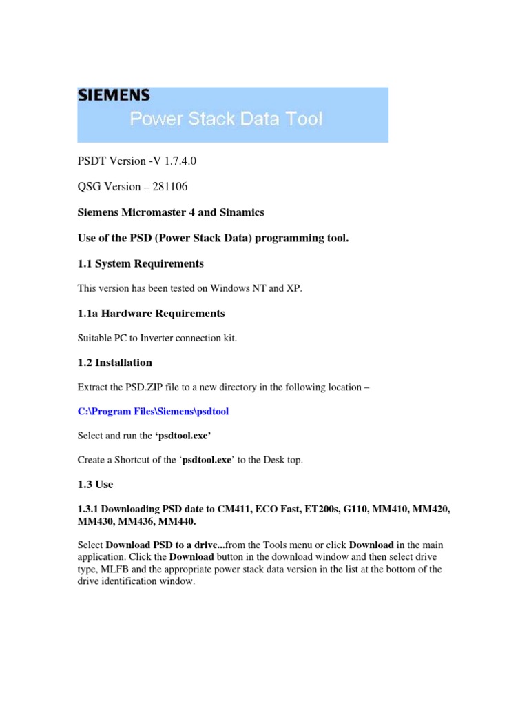 PSD Tool Guide for Siemens G120 | PDF | Adobe Photoshop | Microsoft Windows