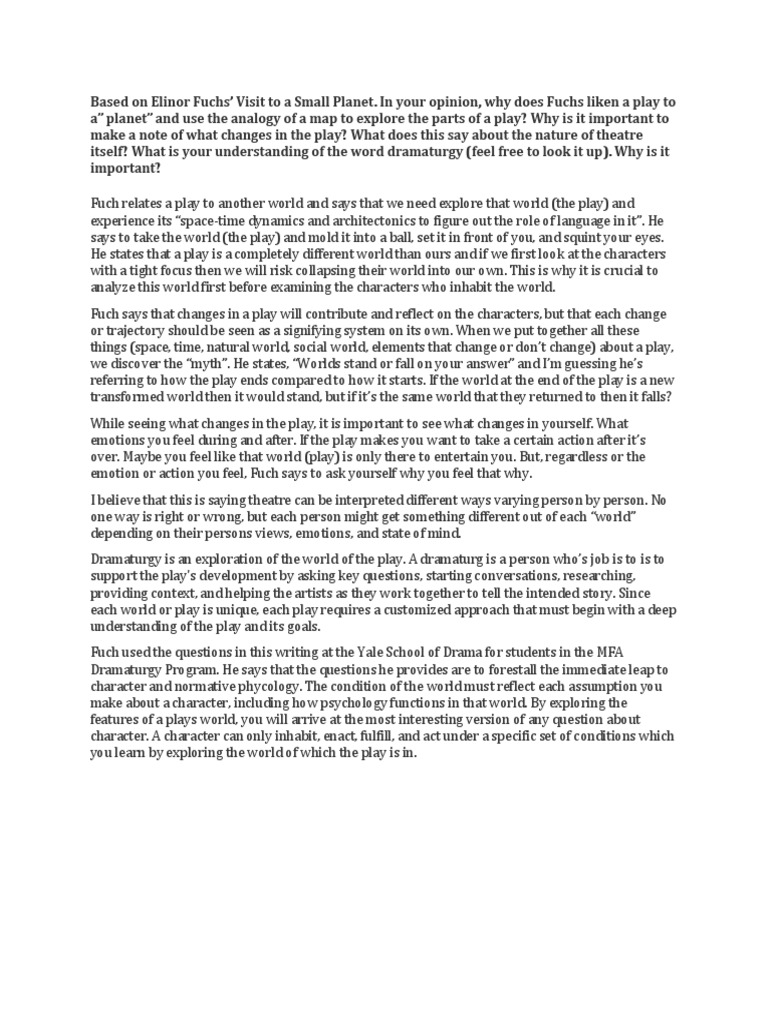Fuchs' Dramaturgy in Theatre Analysis | PDF | Cognitive Science ...