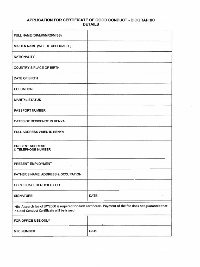 Certificate of Good Conduct | PDF