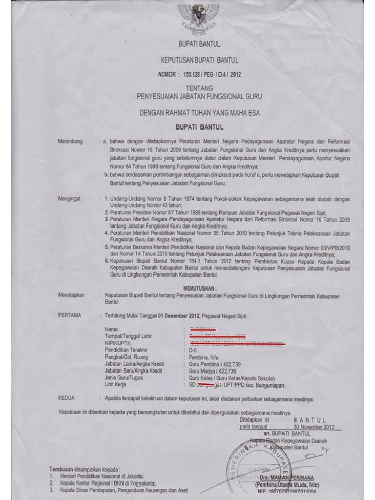 SK Penyesuaian Jabatan Fungsional | PDF