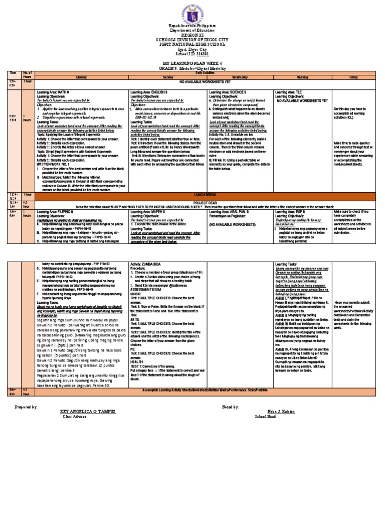 My-Learning-Plan-WEEK 4 | PDF | Ion | Physical Sciences