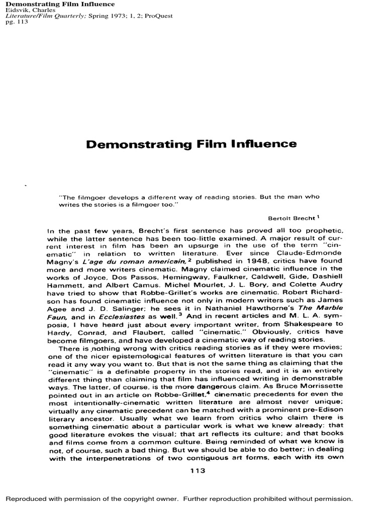 Demonstrating Film Influence | PDF