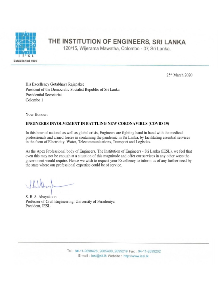 IESL Letter To President | PDF