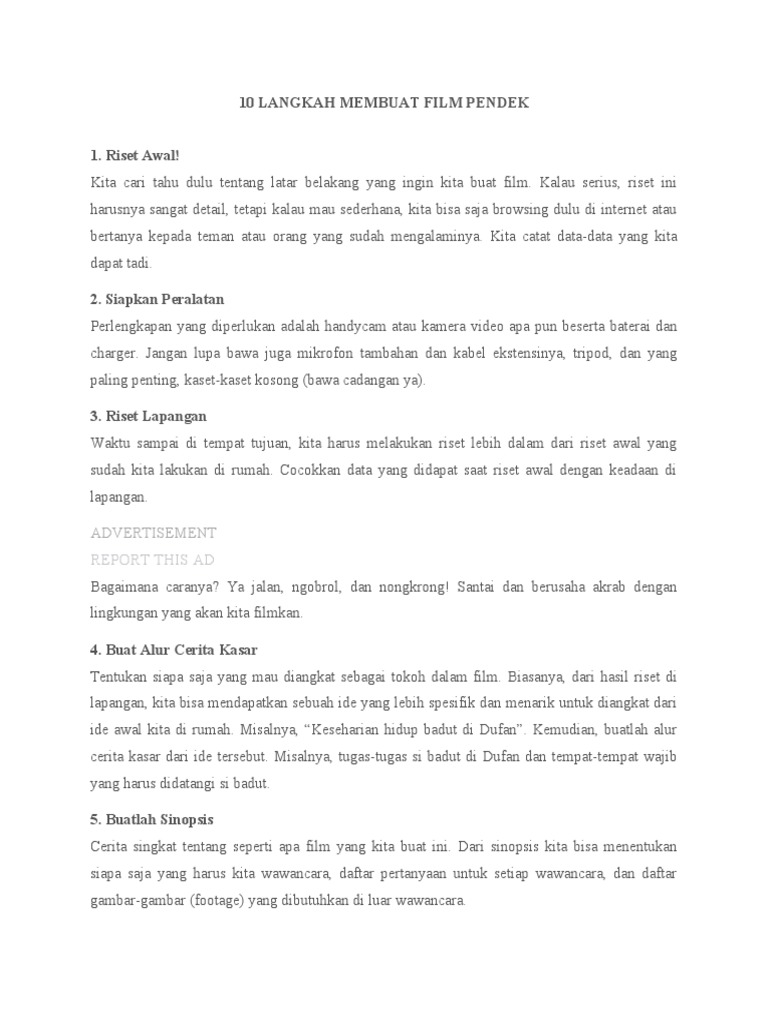 Panduan Membuat Film Pendek | PDF