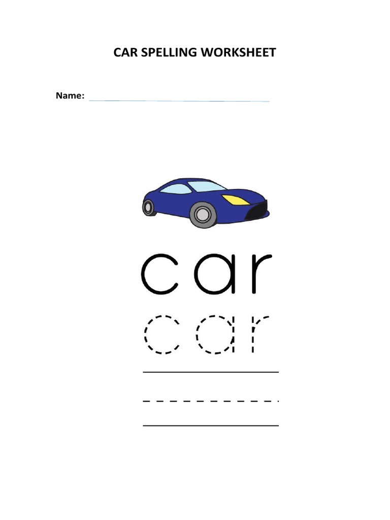 Car Spelling Worksheet | PDF