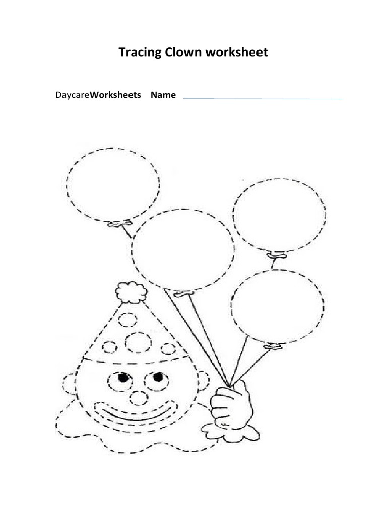 Tracing Clown Worksheet | PDF