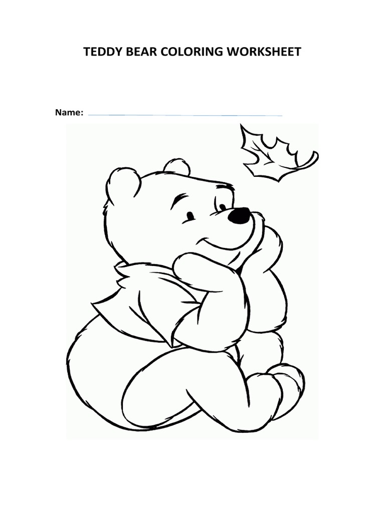 Teddy Bear Coloring Worksheet | PDF