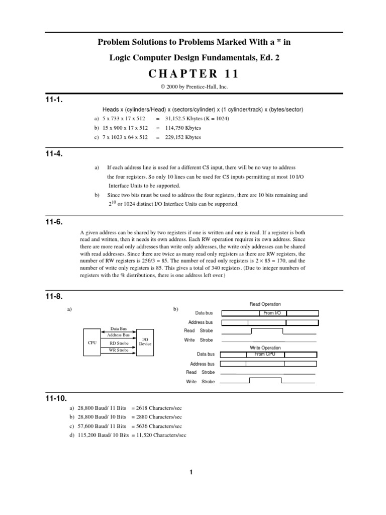 Problem Solutions To Problems Marked With A in Logic Computer Design ...
