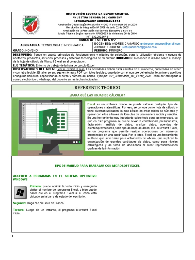Informatica Excel Conceptos Inciales | PDF | Hoja de cálculo ...