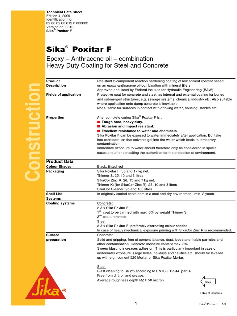 Sika Poxitar F | PDF | Concrete | Epoxy