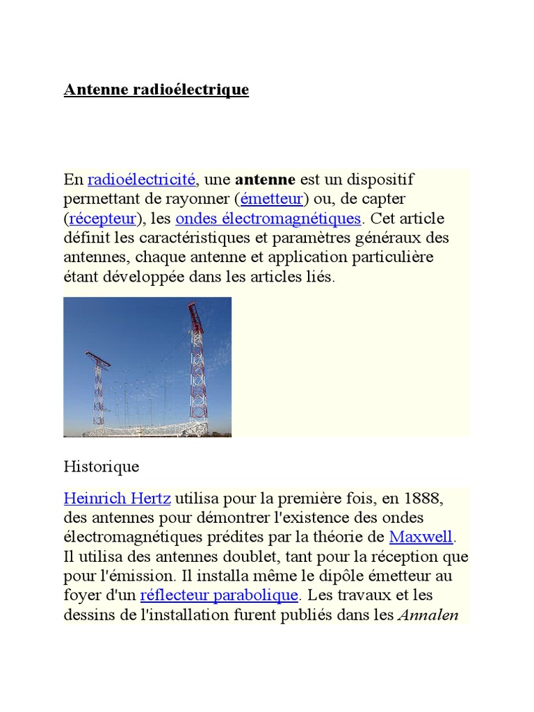 Fonctionnement des antennes radioélectriques | PDF | Antenne (Radio ...