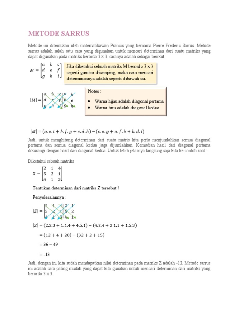 Metode Sarrus | PDF