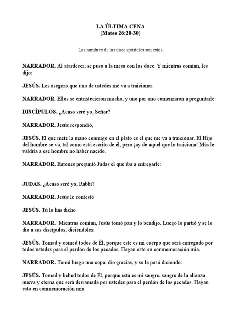 La Última Cena | PDF | Última cena | Jesús