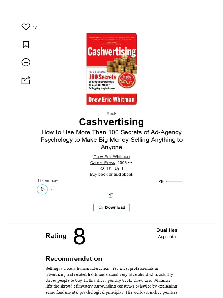 Eric Drew Whitman - Cashvertising - Summary | Download Free PDF | Persuasion | Advertising