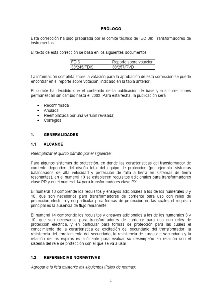 Corrección IEC 60044-1: Transformadores | PDF | Transformador ...