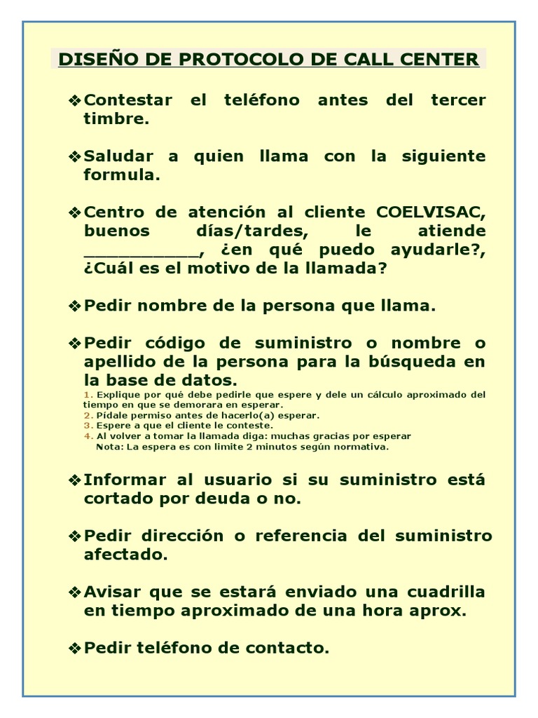 Protocolo Call Center | PDF