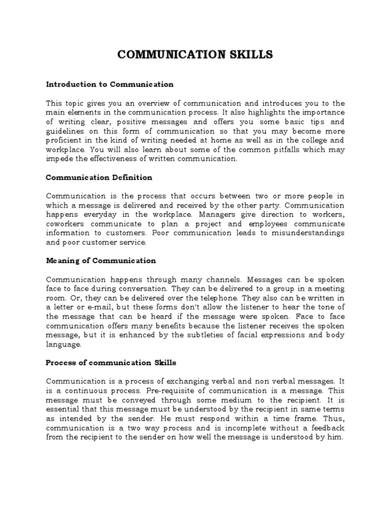 Communication Skills Notes 3rd Semester | PDF | Nonverbal Communication ...