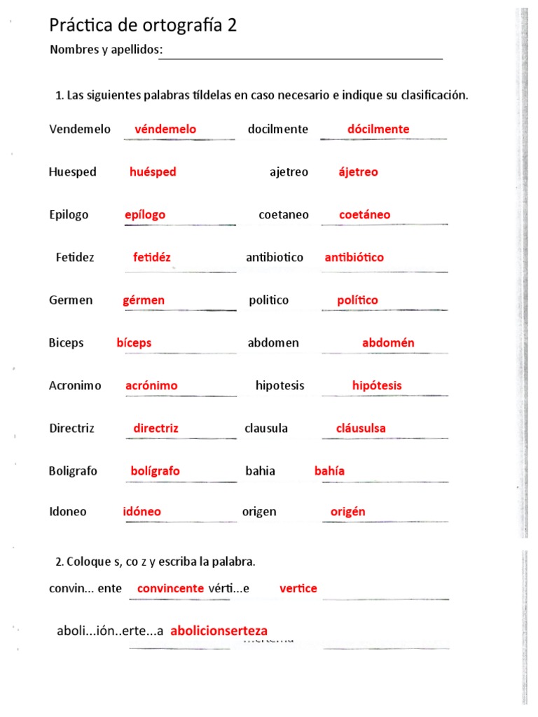 Práctica de Ortografía 2 | PDF | Business