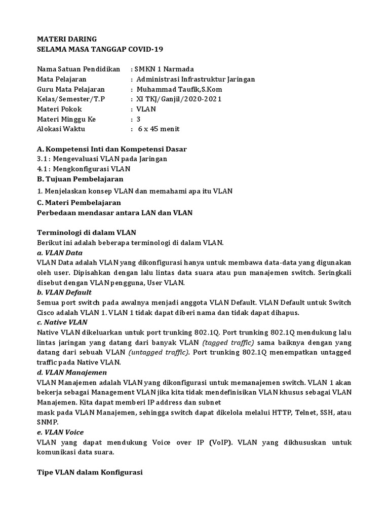 MATERI DARING Ke 3 XI TKJ | PDF