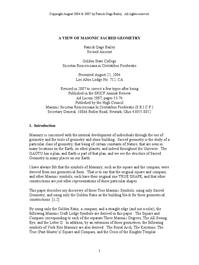 A View of Masonic Sacred Geometry | PDF | Area | Circle
