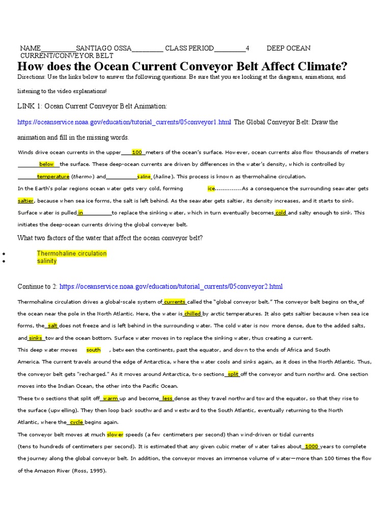Ocean Current Conveyor Belt Explained | PDF | Oceans | Physical ...