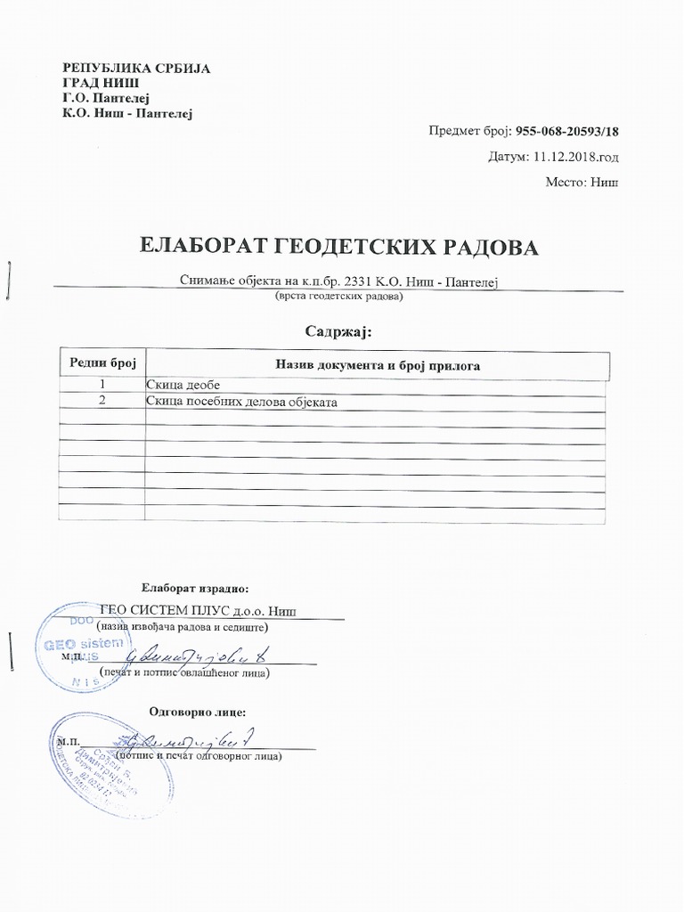 Elaborat Geodetskih Radova | PDF