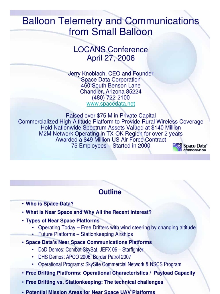 Balloon Telemetry and Communications From Small Balloon | PDF | Airship ...