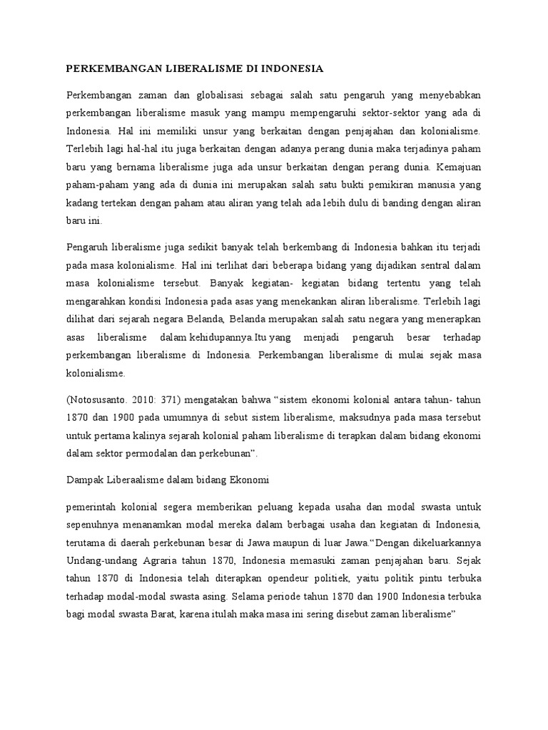 Perkembangan Liberalisme di Indonesia | PDF