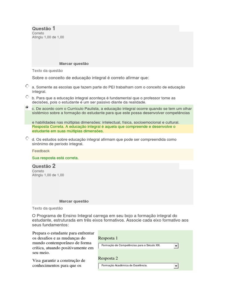 Gabarito Curso Pei 1 Ed Pdf Comentários Aprendizado