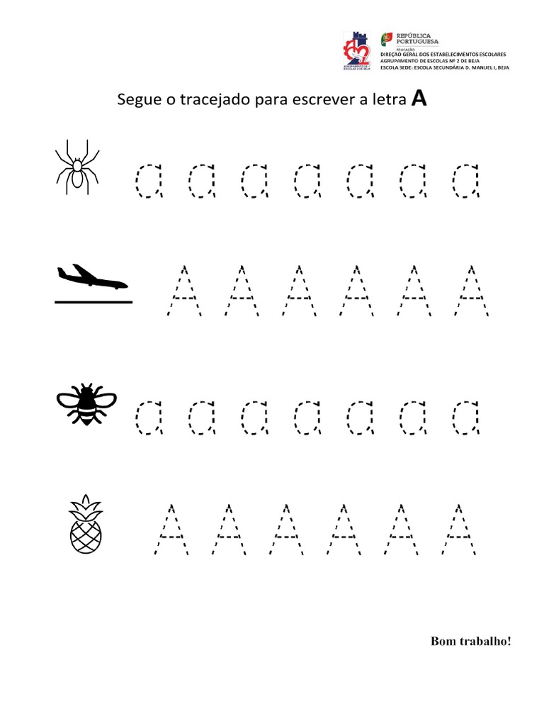 Segue o Tracejado para Escrever A Letra A | PDF
