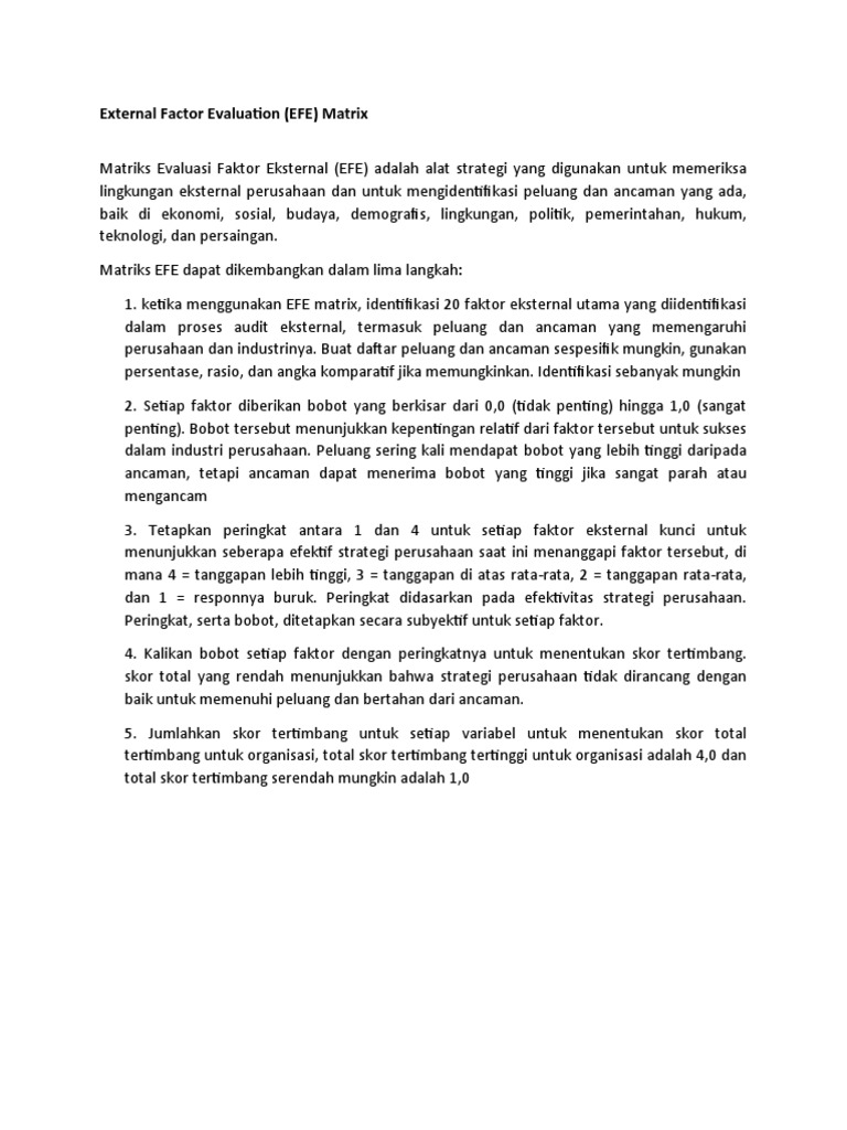 EFE Matrix | PDF