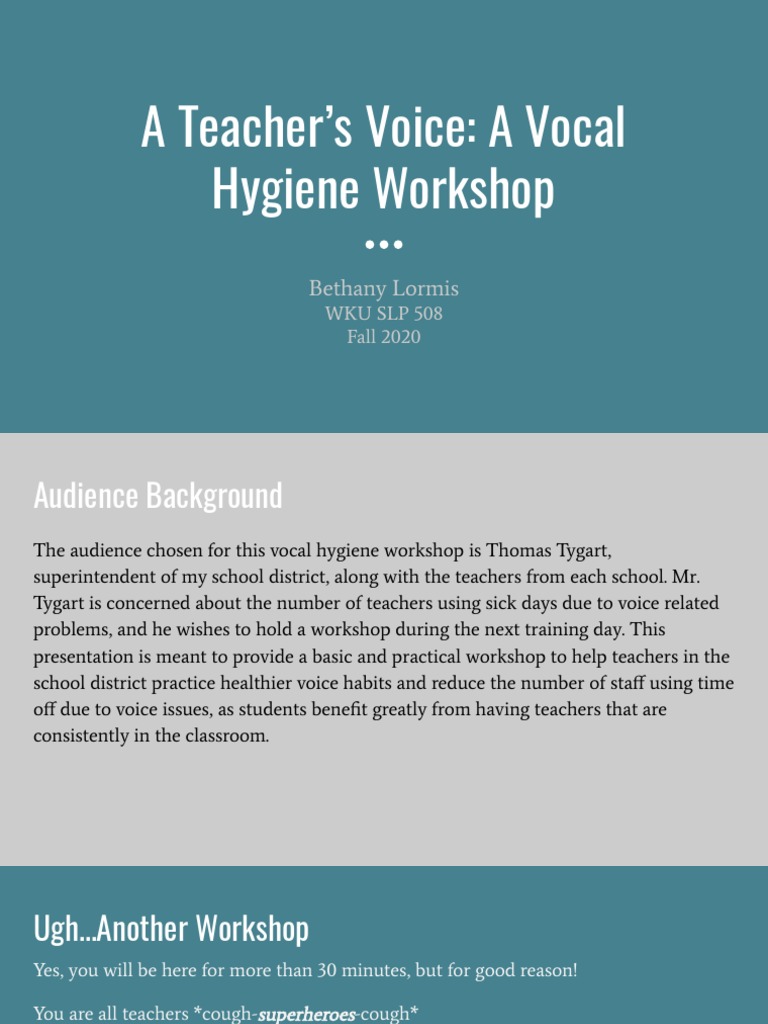 A Teacher's Voice - A Voical Hygiene Workshop-BL20 | PDF | Human Voice ...