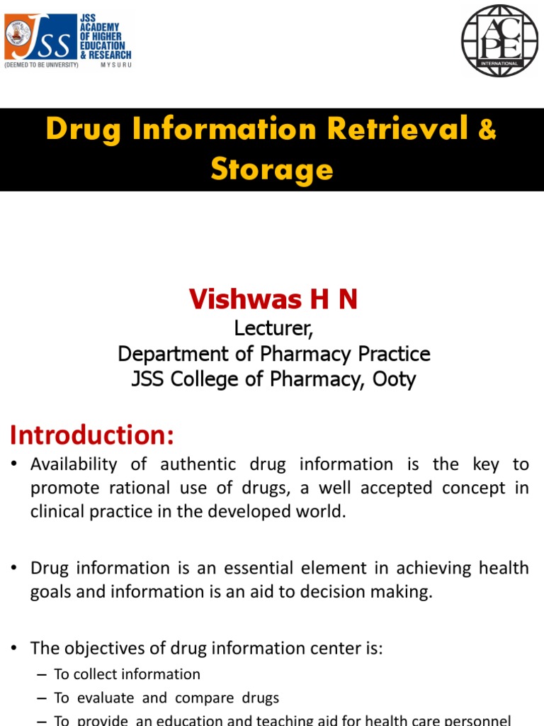 Drug Info Retrieval and Storage | PDF | Pharmacy | Libraries