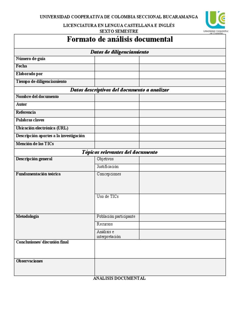 Formato Análisis Documental | PDF