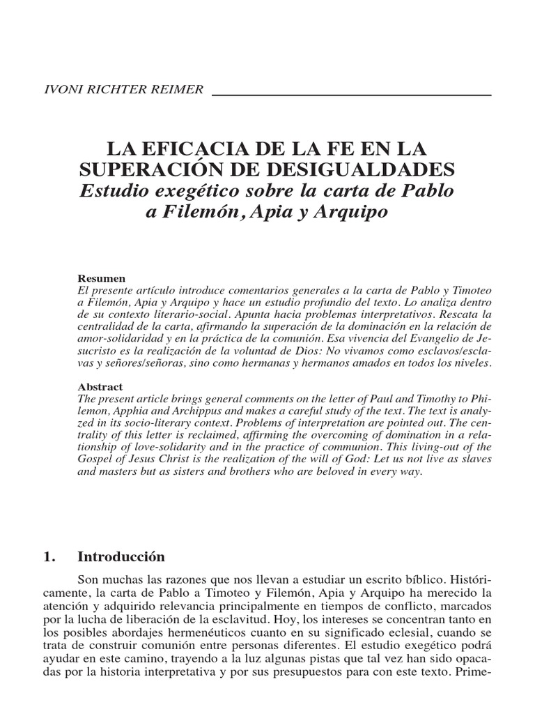 La Carta de Filemon | PDF | Epístola a Filemón | Pablo el apóstol