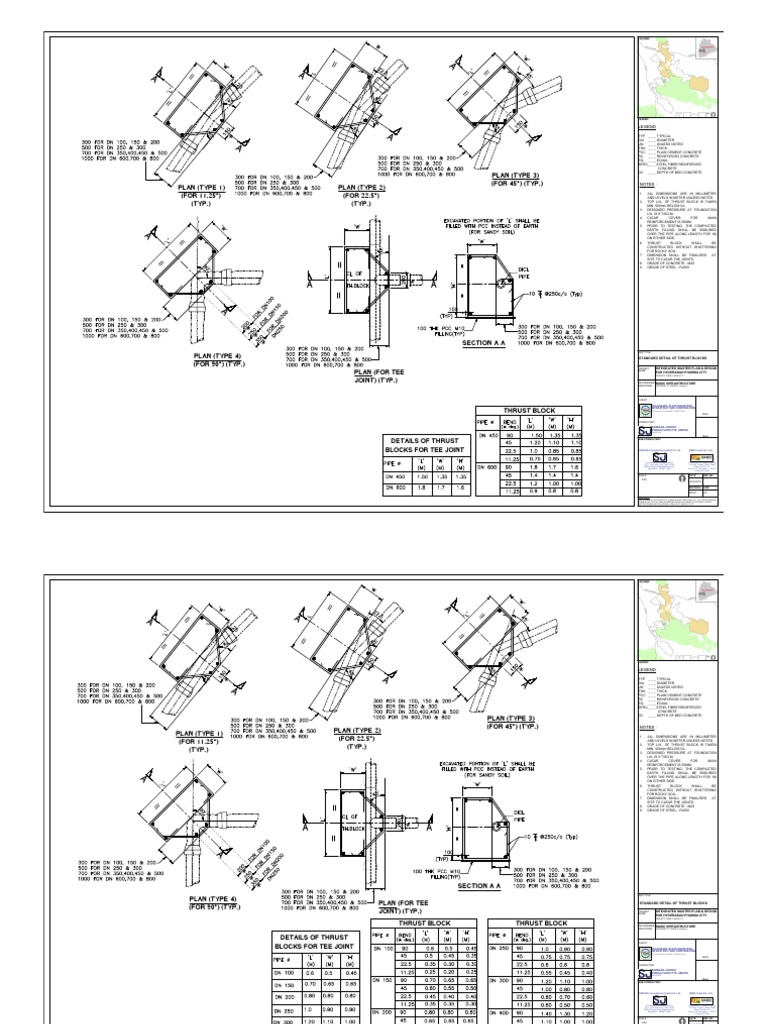 Standard Thrust Block Details | PDF | Architectural Design | Architecture