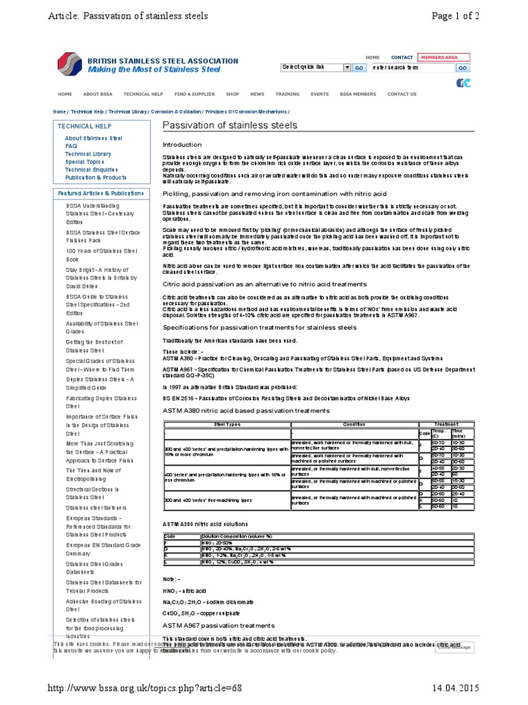 BSSA Passivation Stainless Steel | Download Free PDF | Stainless Steel ...